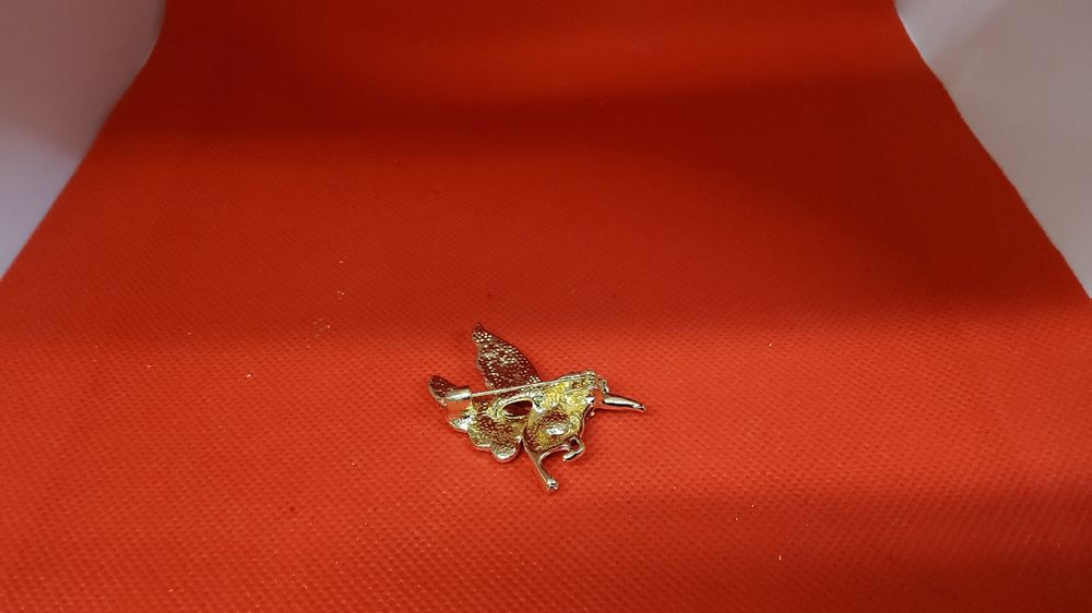 Schöner Kolibri Brosche, Vergoldet, Strass Steinen (Neu (gemäss ...