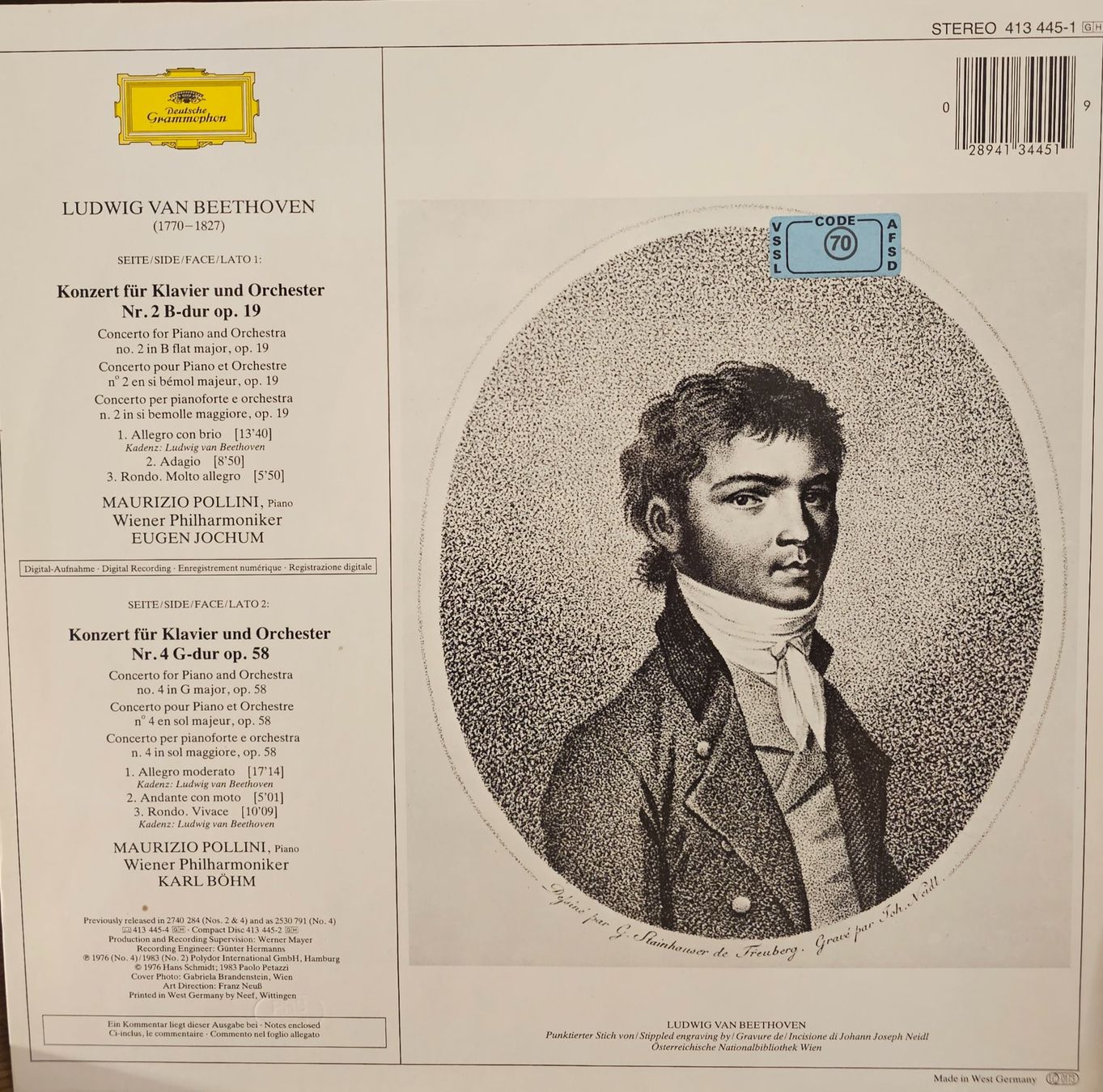 Ludwig van Beethoven-Klavierkonzert Piano Concertos Nos. 2/4 (Gebraucht ...