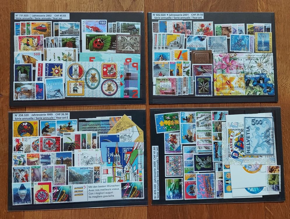 Briefmarken, Jahresserien in Steckkarten (Neu (gemäss Beschreibung)) in Speicherschwendi für CHF ...
