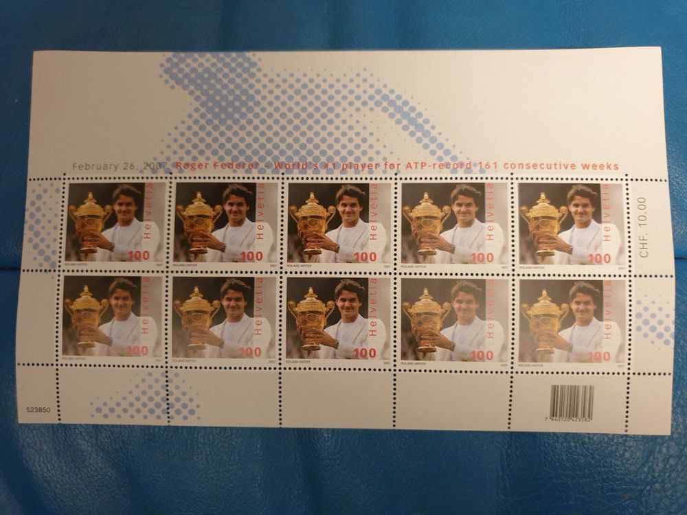 Roger Federer Briefmarkenbogen postfrisch top (Neu (gemäss Beschreibung)) in Frauenfeld für CHF ...