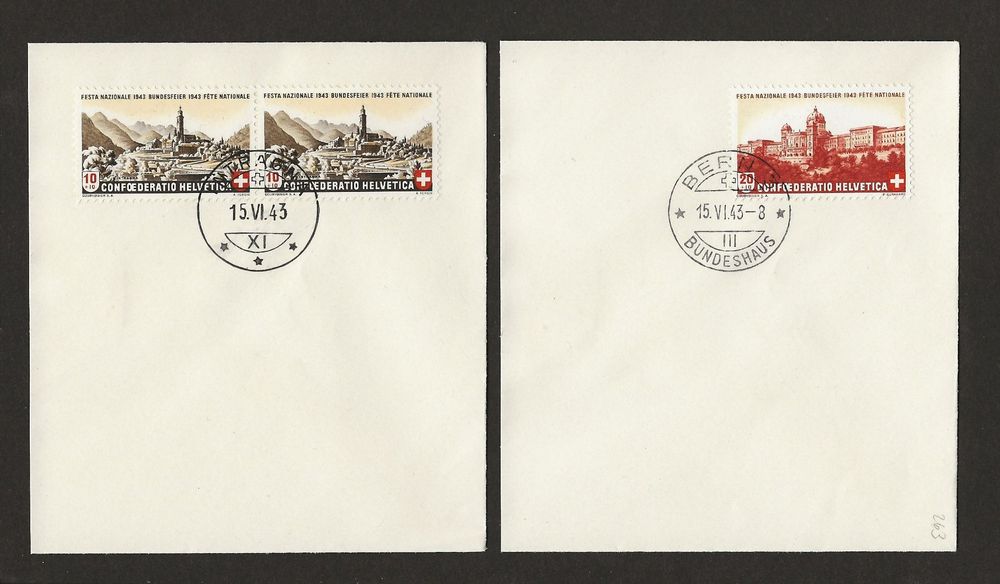 1943 Pro Patria FDC Ersttag INTRAGNA + Bundeshaus Kat 500.- (Gebraucht) in Müswangen für CHF 76 ...