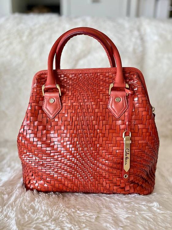 SOPHISTICATED WOVEN LEATHER BAG, RED, COLE HAAN (Gebraucht) in ...
