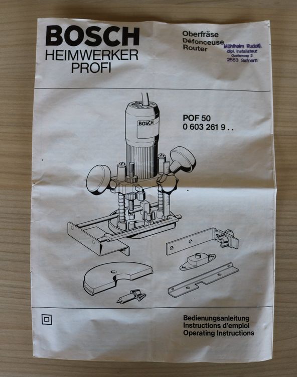 Vintage Bosch Oberfräse POF 50 SCINTILLA (Gebraucht) in Einigen für CHF ...