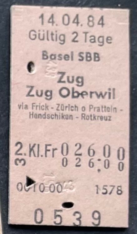 Basel SBB Zug Zug Oberwil via Frick Zürich o Prattein …1984 | Kaufen ...