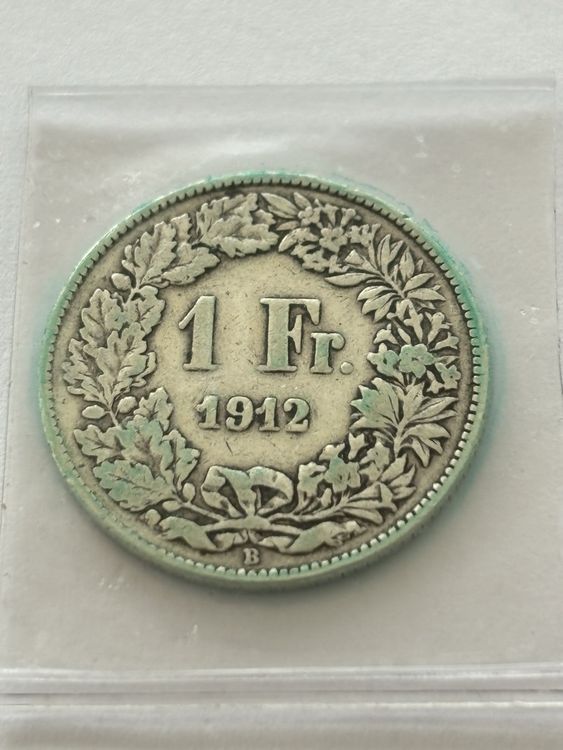 Silbermünze 1 Franken Helvetia 1912 B Schweiz Swiss (Gebraucht) in Langnau am Albis für CHF 3.5 ...
