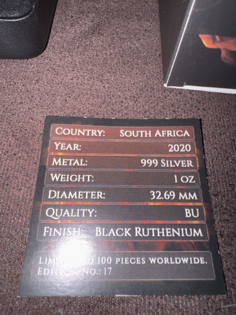 Südafrika 1 Unze Silbermünze 2020, limitiert, No. 17 von 100 (Neu ...