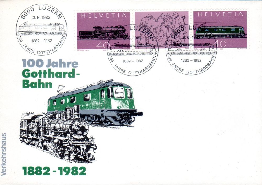 100 J. GOTTHARD-BAHN BELEG AUSGABETAG LUZERN - XX98 (Gebraucht) in ...