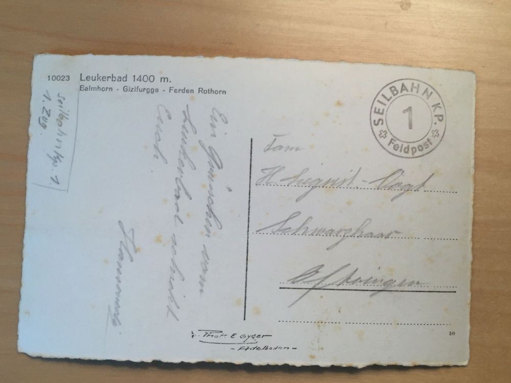 Feldpost Seilbahn KP. 1 1. Zug Leukerbad | Kaufen auf Ricardo