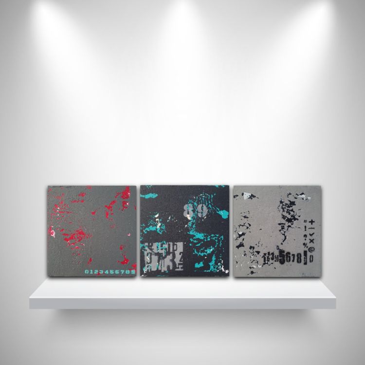 Acrylbilder 'New Dimensions' • Triptychon 3 x 20x20 | Kaufen auf Ricardo