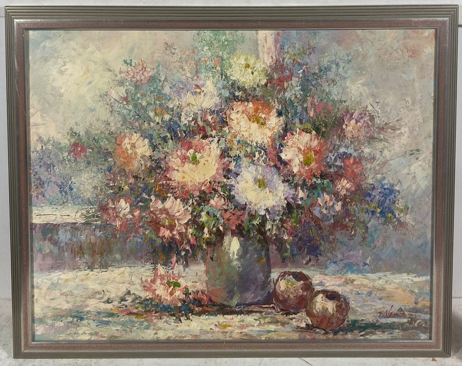 Farbenfrohes Stilleben Gemälde Unleserlich Signiert | Kaufen auf Ricardo