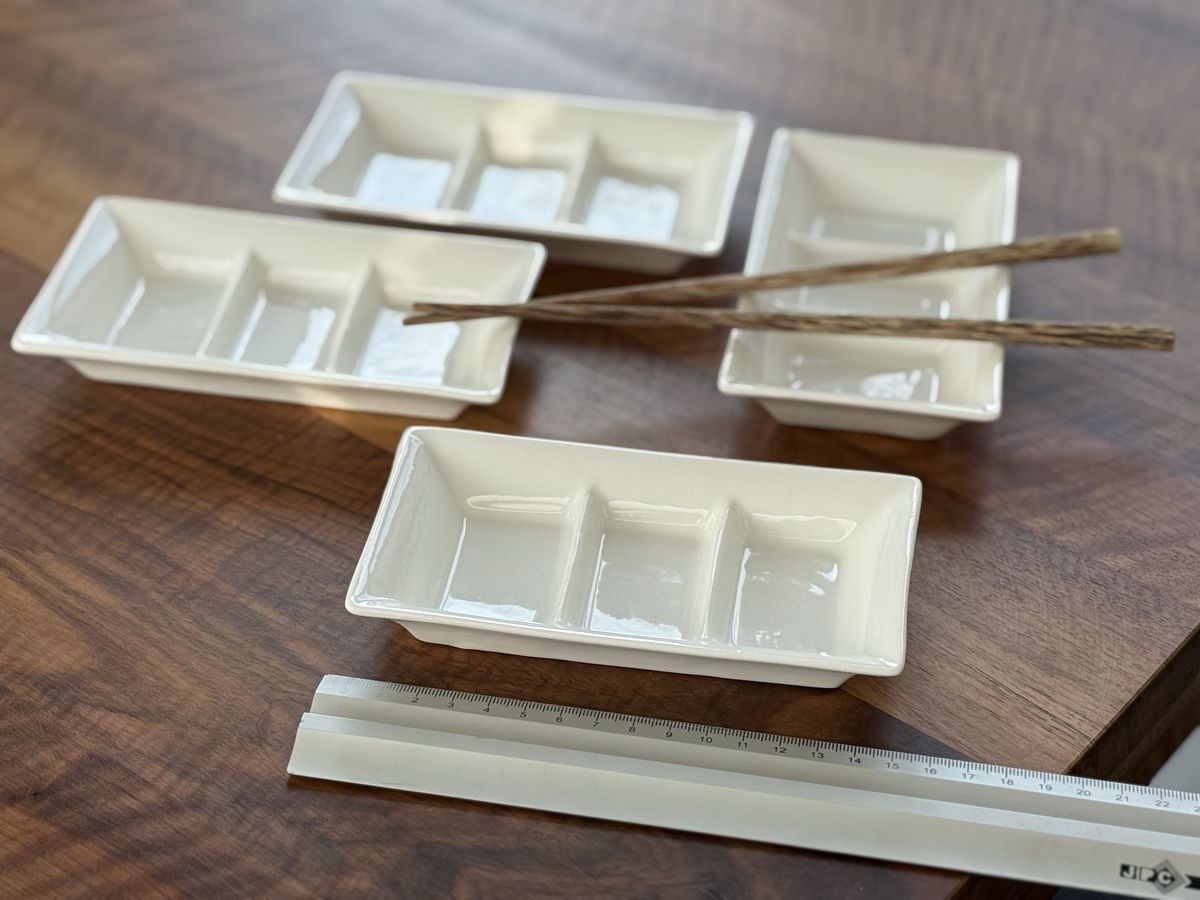 Service à sauces asiatiques, trois compartiments (4 pièces) (Neuf (Voir ...