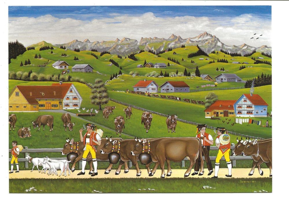 Bauernmalerei - Alpaufzug - Toggenburg + Appenzell - 4 AK (Gebraucht) in Engelburg für CHF 9.9 ...