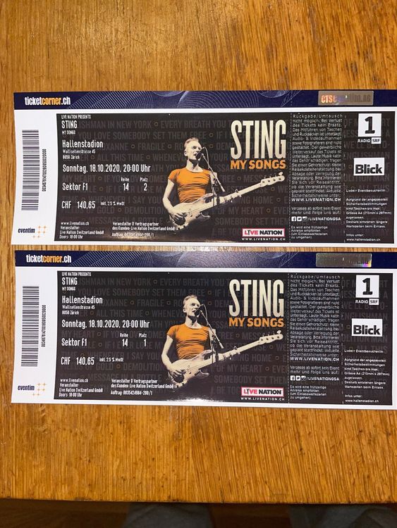 2 Sting Tickets (Sitzplätze) (Neu und originalverpackt) in Adligenswil ...