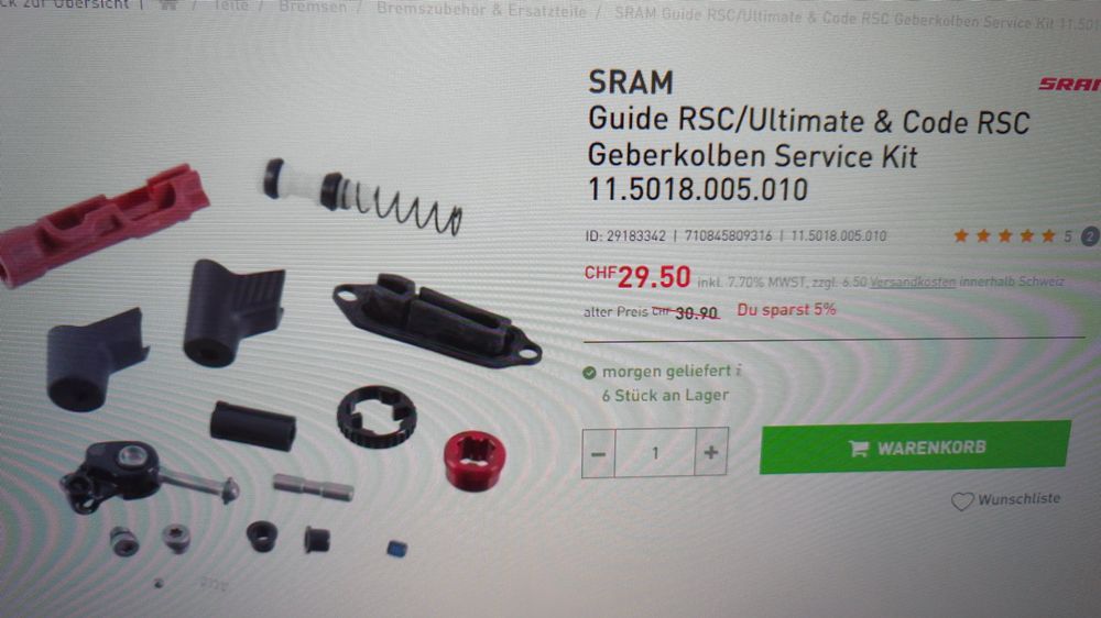 SRAM SRAM Guide RSC satz Defekt für 1 FR. (Gebraucht) in für CHF 34 ...