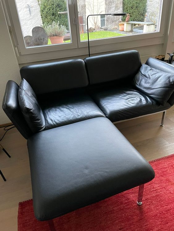 Sofa Leder BRÜHL Roro 2er mit Hocker | Kaufen auf Ricardo