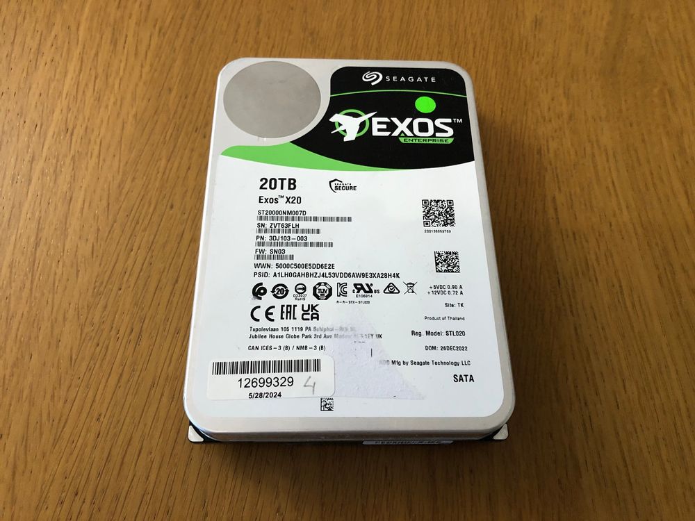 SEAGATE Exos X20, 20TB, NAS HD, wenige Betriebsstunden (Gebraucht) in ...