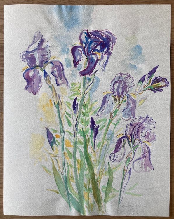 Aquarell Blumen Stilleben von Hans Wullschleger (ID b4049) | Kaufen auf Ricardo