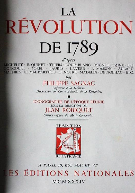 La revolution de 1789. Band I und Band II. (Gebraucht) in Olten für CHF ...