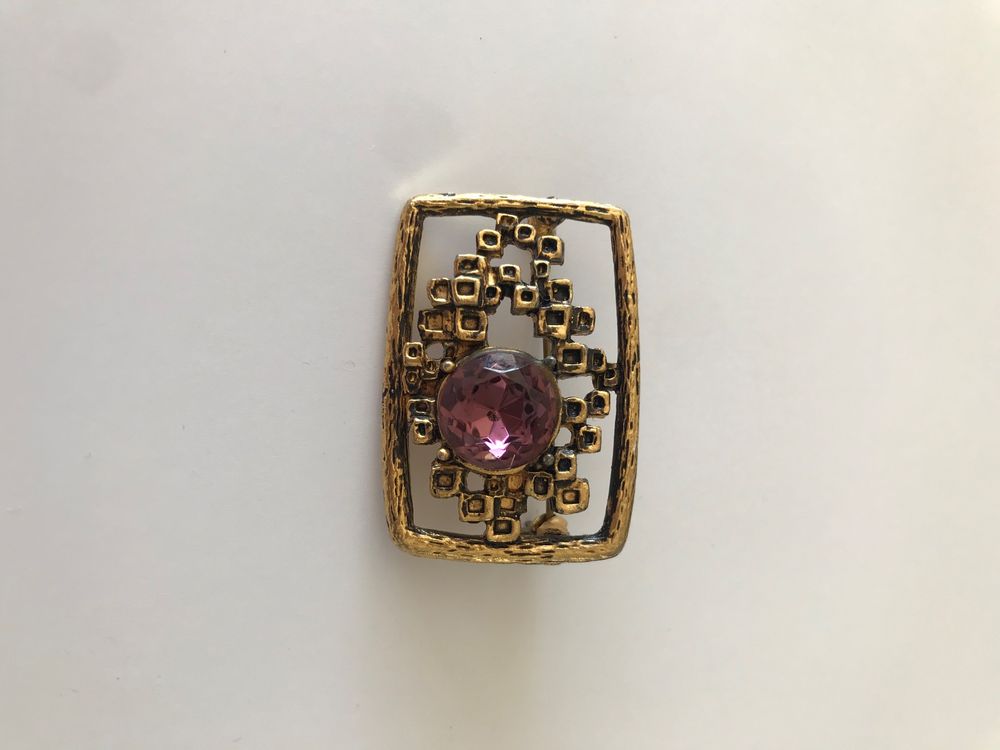 Broche vintage dorée avec pierre violette, bijou chic (52) (D'occasion ...