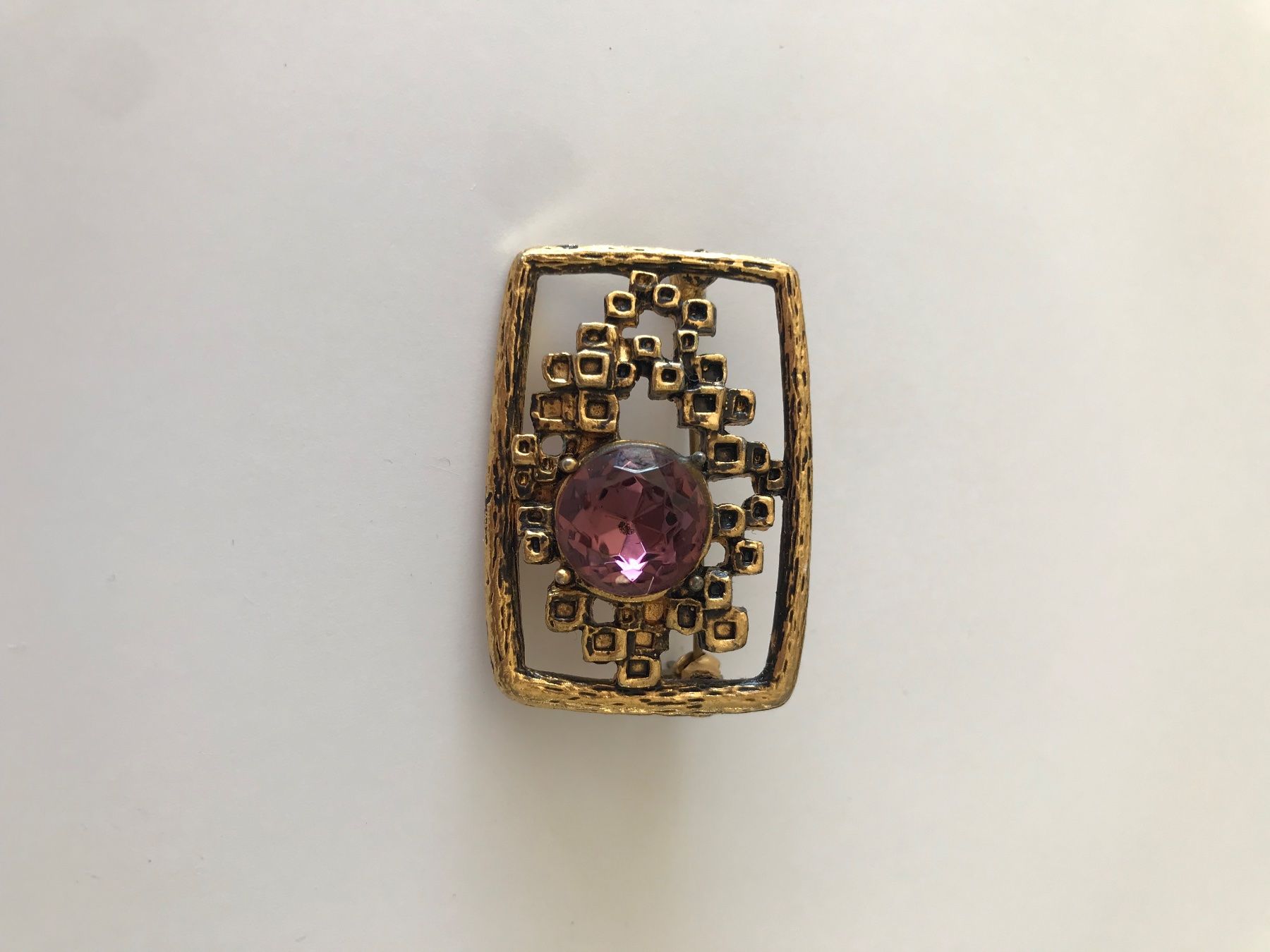 Broche vintage dorée avec pierre violette, bijou chic (52) (D'occasion ...
