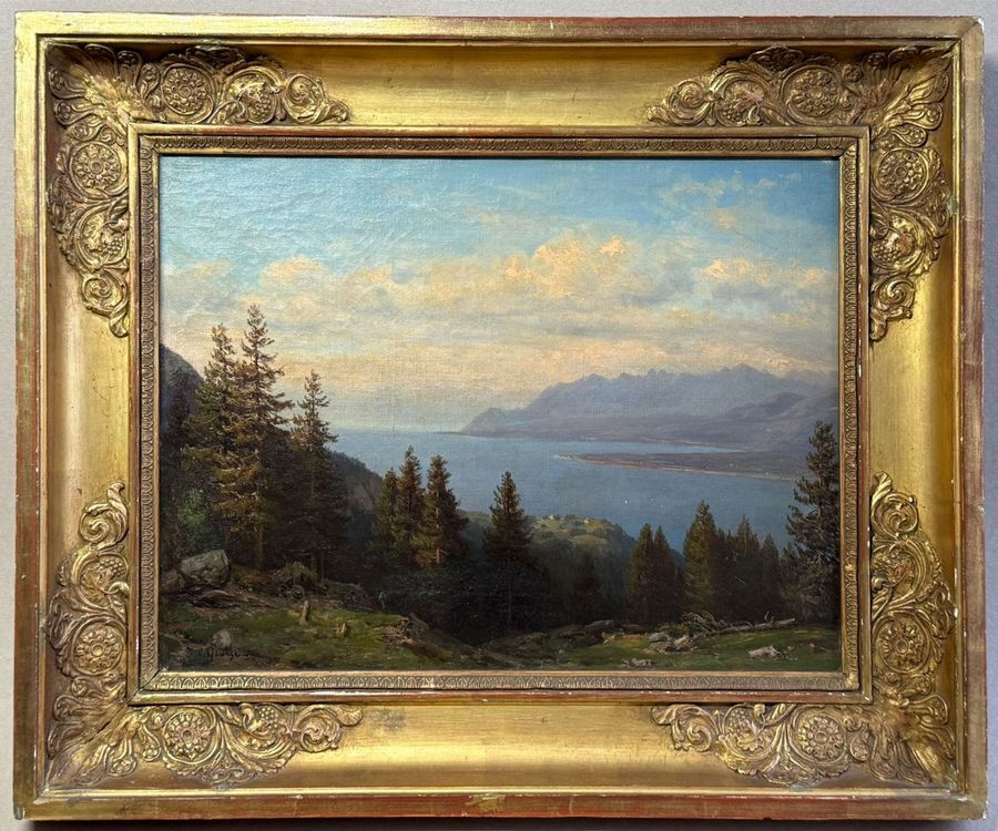 Jean-Philippe George-Julliard Genfersee Gemälde antik 19. Jh (Gebraucht ...