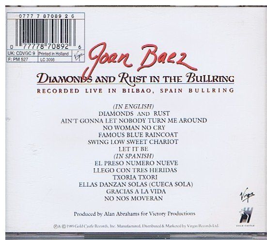 Joan Baez – Diamonds And Rust In The Bullring (CD) (Gebraucht) in ...