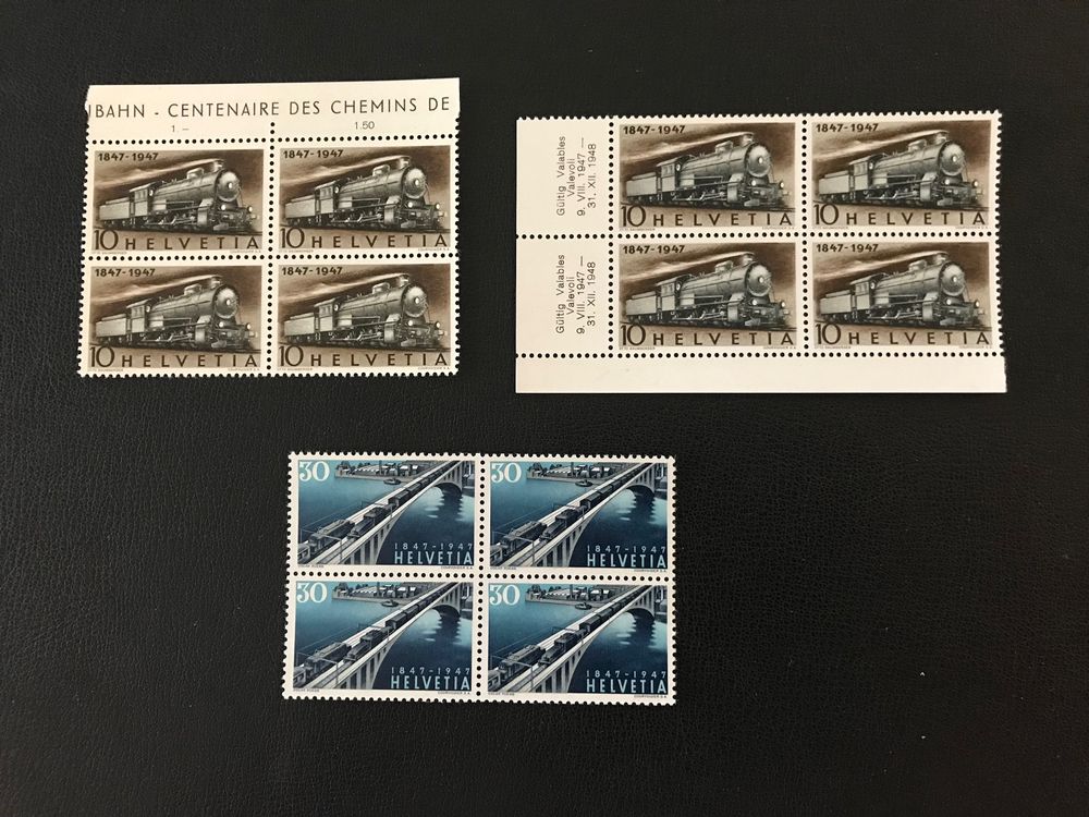 100 Jahre Eisenbahnen 1947, Auswahl, Viererblöcke, postfr. | Kaufen auf Ricardo