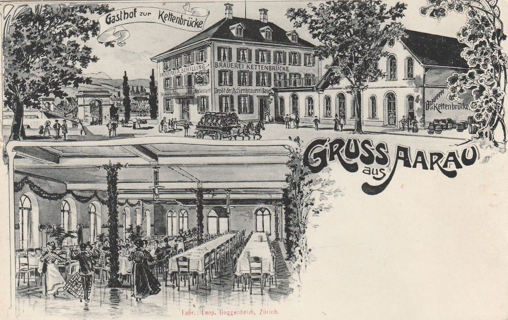 AK Gruss aus Aarau mit Gashof zur Kettenbrücke um 1900 (Gebraucht) in Rupperswil für CHF 12 ...