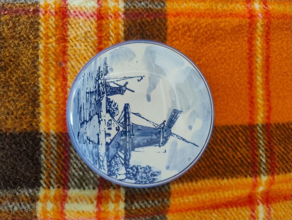 Delfter Dose blau weiss Windmühle handgemacht Holland (Gebraucht) in ...