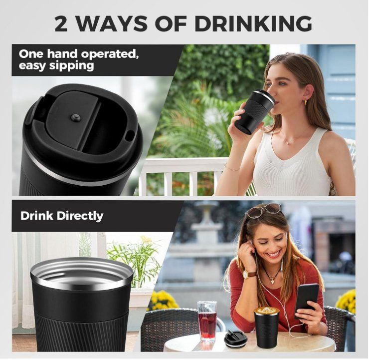 2 Stück Kaffeebecher to go für Heiße & Kalte Getränke (Neu (gemäss ...