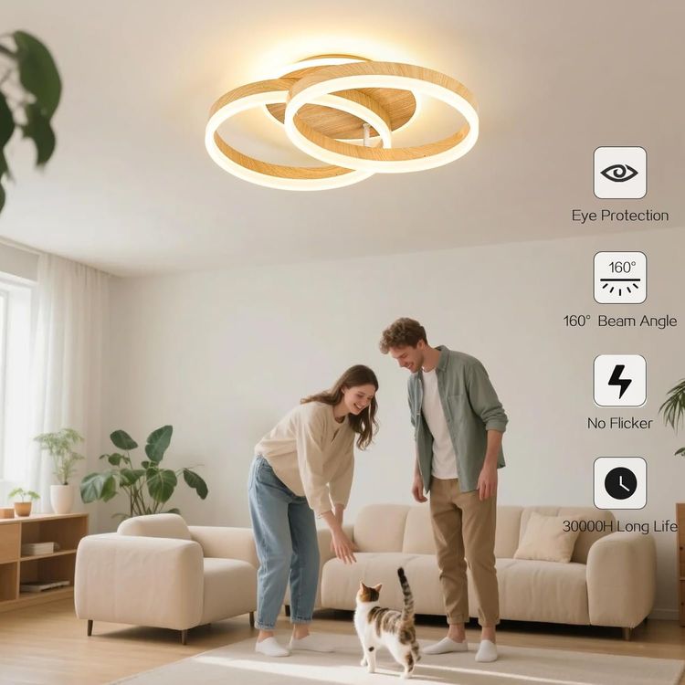 LED Deckenlampe Dimmbar Deckenleuchte 50 cm 2-Ringe Design (Neu und ...