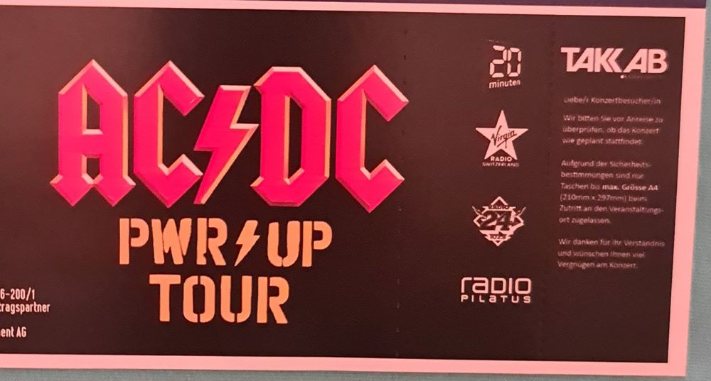 AC/DC TICKETS 2 Stehplätze (Neu und originalverpackt) in Richterswil ...