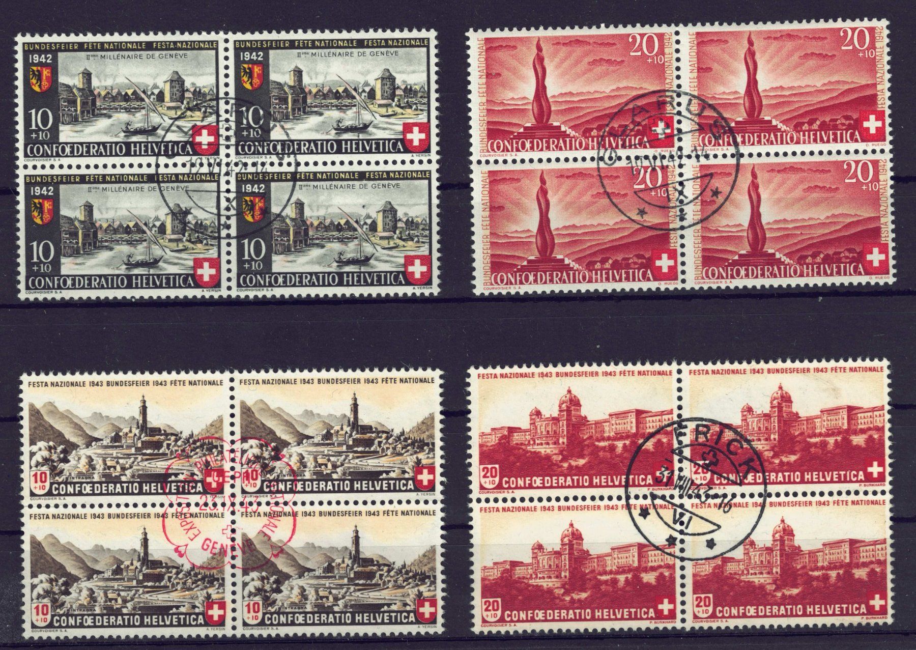 PP 1942 und 1943, 4er Blockserie, saubere Ortsstempel (Gebraucht) in ...