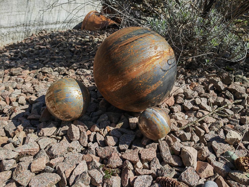 Gartendeko Kugeln, 3er Set, Metall, Rost Optik | Kaufen auf Ricardo