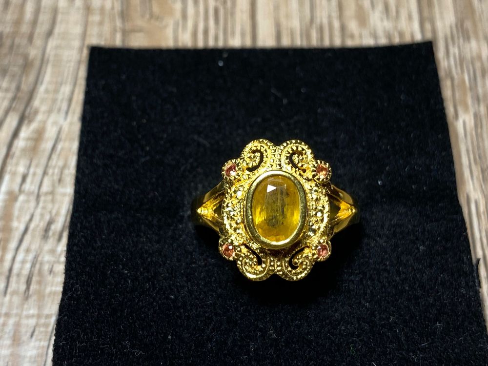Gelber Saphir Ring 💎 925 Silber vergoldet RB59 (Neu und ...