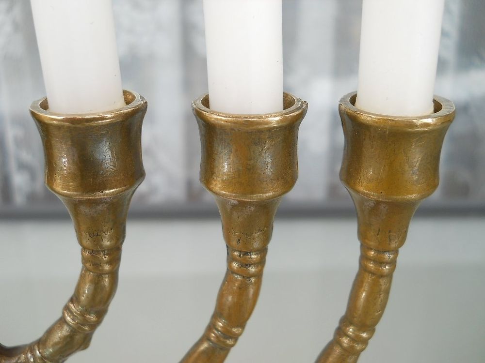 Original jüdischer David Messing Kerzenständer*MENORA*Israel | Kaufen ...