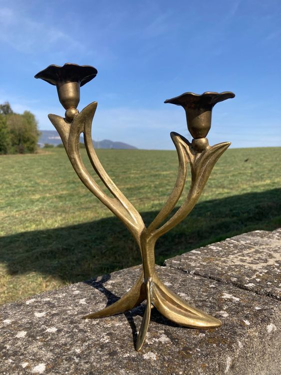 Kerzenständer Kerzenhalter 2-armig Vintage Messing | Kaufen auf Ricardo