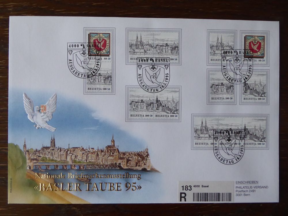 CH Kombibrief "Basler Taube 1995", zusammenhängende Werte (Neu (gemäss Beschreibung)) in Riniken ...