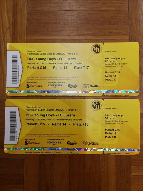 YB - FC LUZERN Ticket's | Kaufen auf Ricardo