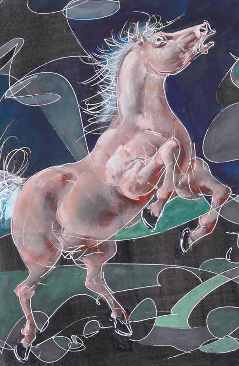 Hans Erni: Zwei Pferde, 2009 - Tempera auf Papier - ORIGINAL (Gebraucht) in Meilen für CHF 5000 ...