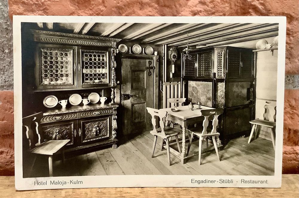 Antike AK - Hotel Maloja-Kulm Engadiner Stübli Restaurant (Gebraucht) in Root für CHF 1 – mit ...