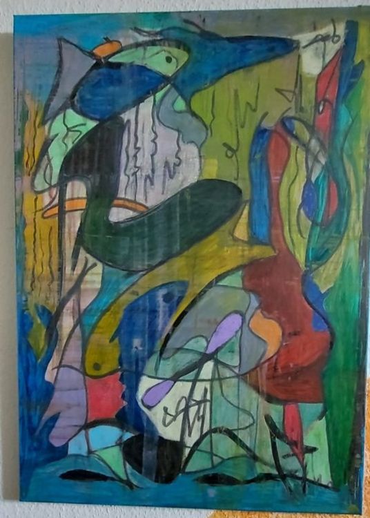 Bild "Fische"von mir selbstgemalt 50×70 😀 (Gebraucht) in Riehen für CHF 60 – mit Lieferung auf ...