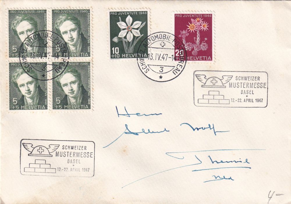 Pro Juventute Brief von 1947 mit Flagge Mustermesse Basel (Gebraucht ...