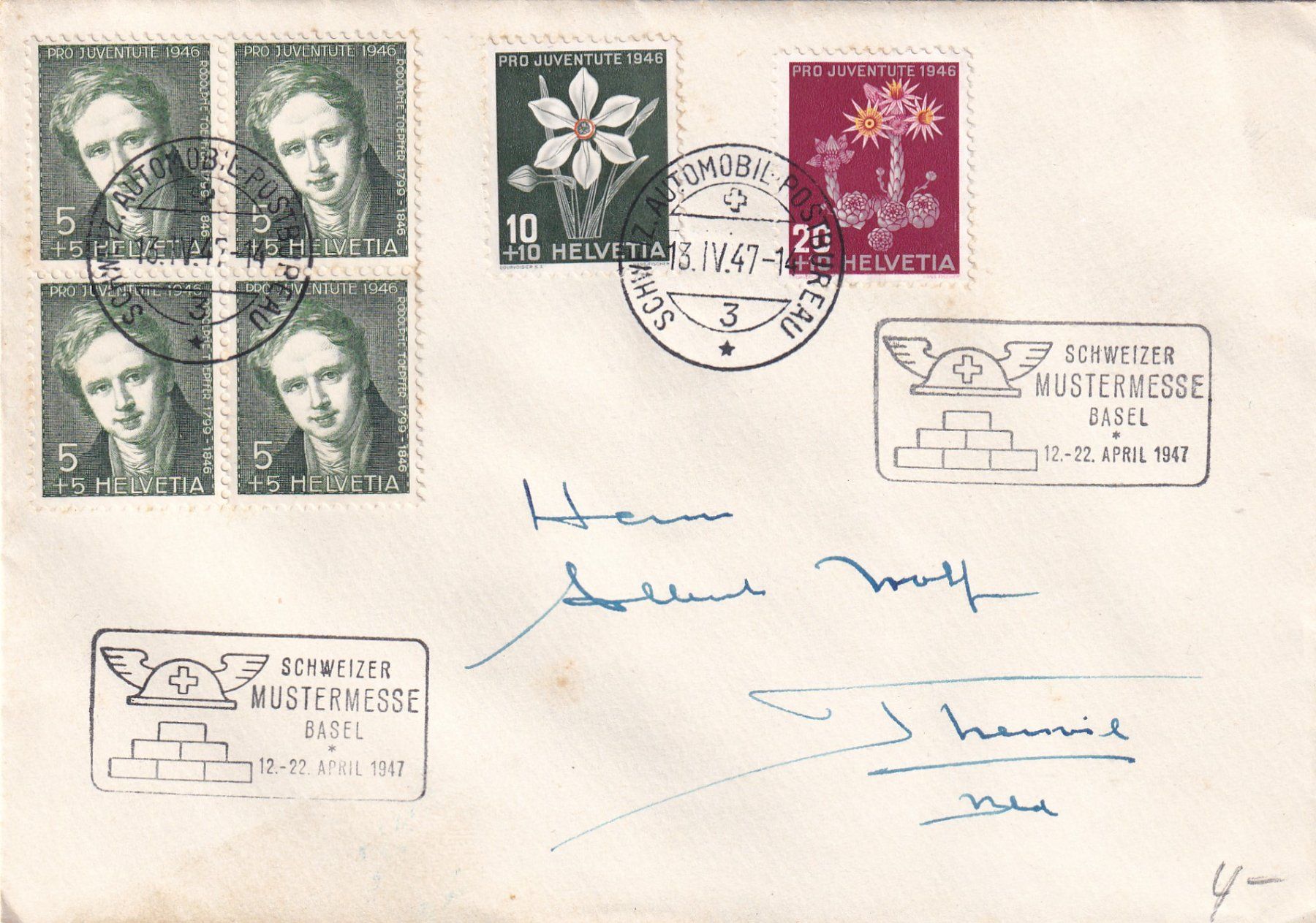 Pro Juventute Brief von 1947 mit Flagge Mustermesse Basel (Gebraucht ...