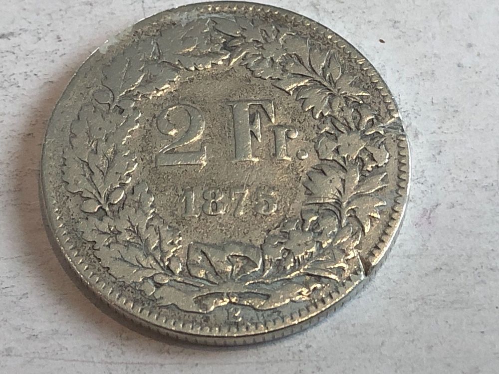 Schweiz 2 Franken 1875 Silber Rar (Gebraucht) in Flumenthal für CHF 16 – mit Lieferung auf ...