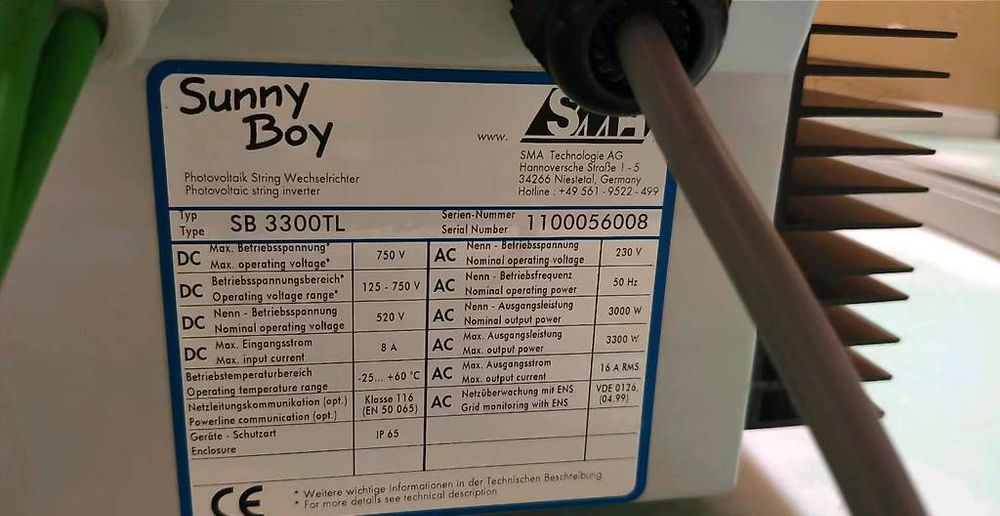 SMA Sunny Boy SB 3300TL String Solar Wechselrichter (Gebraucht) in ...