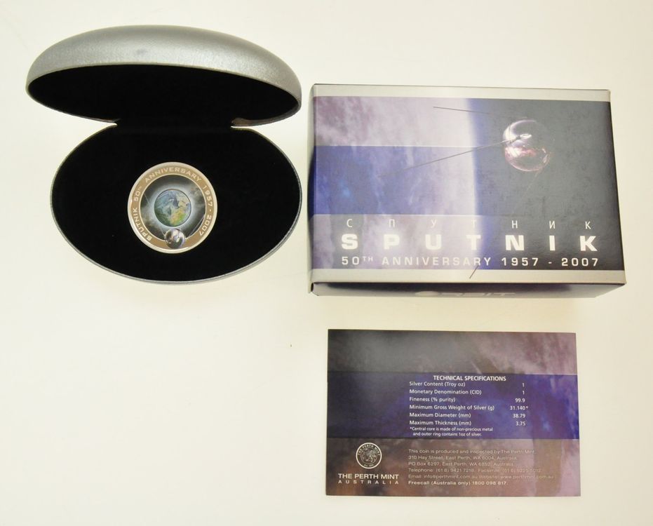 1 Unze Silber Farbmünze Cook Islands Sputnik 1957 - 2007 | Kaufen auf Ricardo