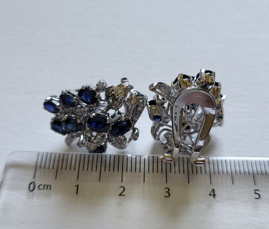 18 Karat 750 Weiss Gold Ohrclips Mit Brillanten/Saphire (Gebraucht) in Wald ZH für CHF 1480 ...