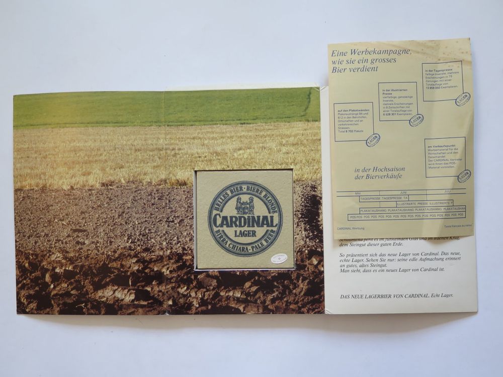 Lager Bier Cardinal - Werbung mit Steingut - Plättli 1979 (Gebraucht ...