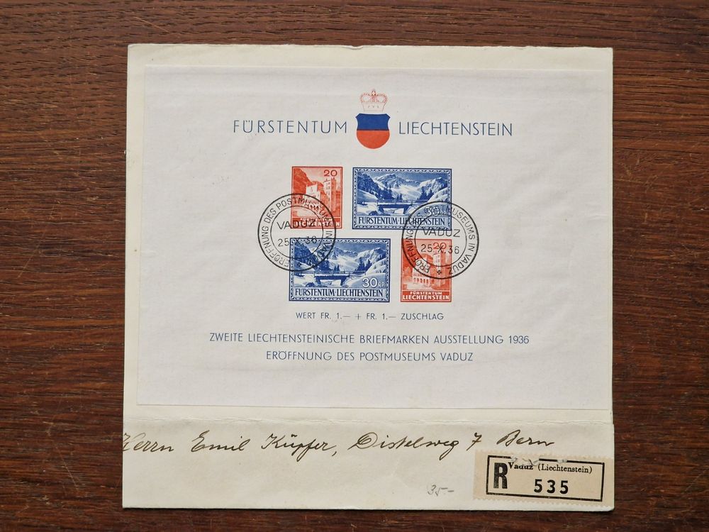 FL 1936 Postmuseum-Block auf Briefstück schön gestempelt (Gebraucht) in ...